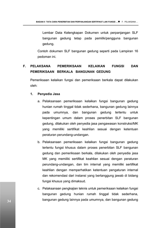 PEDOMAN SERTIFIKAT LAIK FUNGSI BANGUNAN GEDUNG | PDF