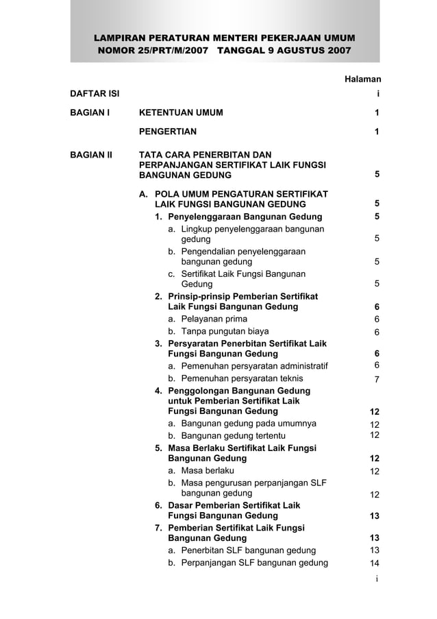 PEDOMAN SERTIFIKAT LAIK FUNGSI BANGUNAN GEDUNG | PDF