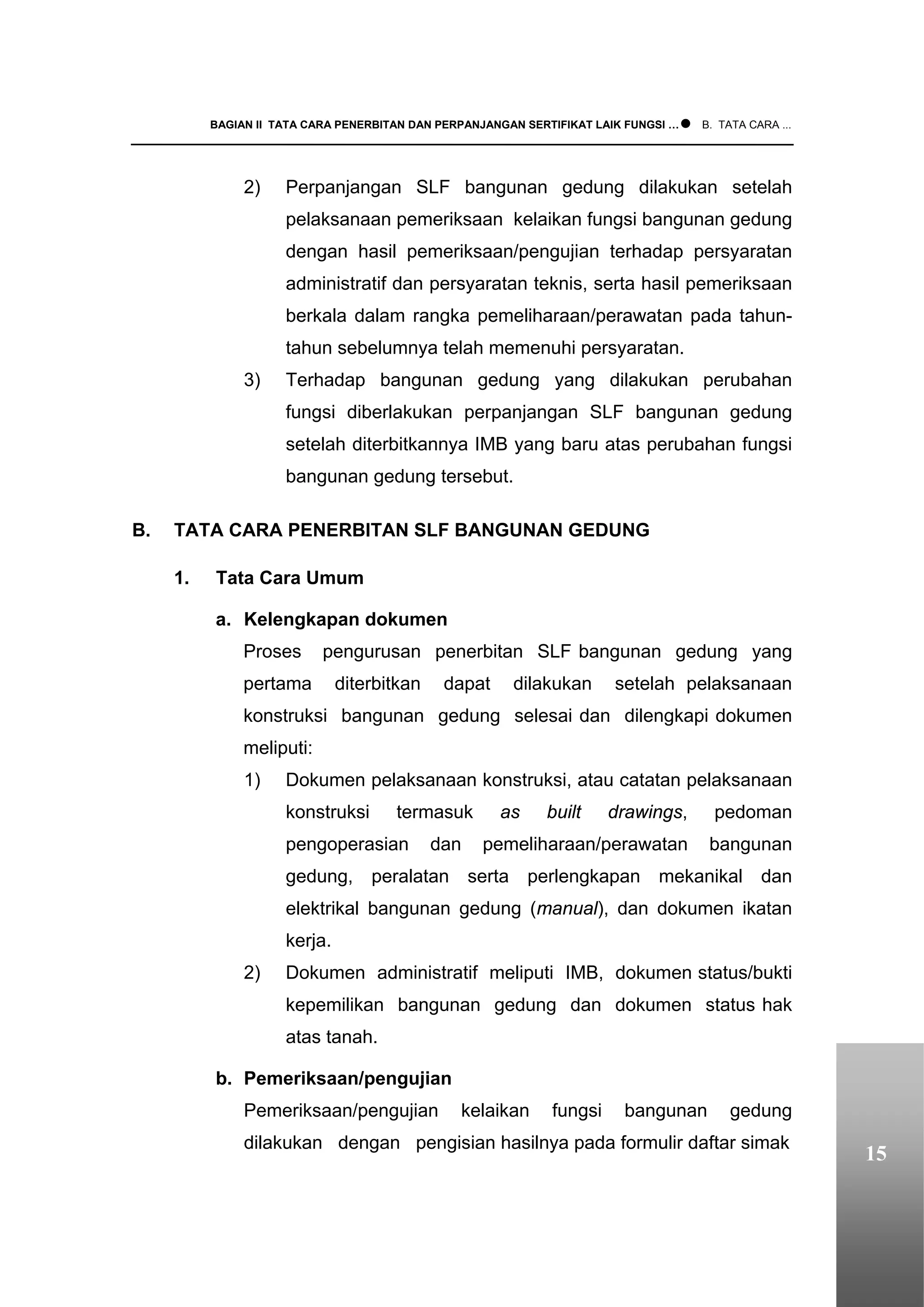 Pedoman sertifikat laik fungsi bangunan gedung | PDF