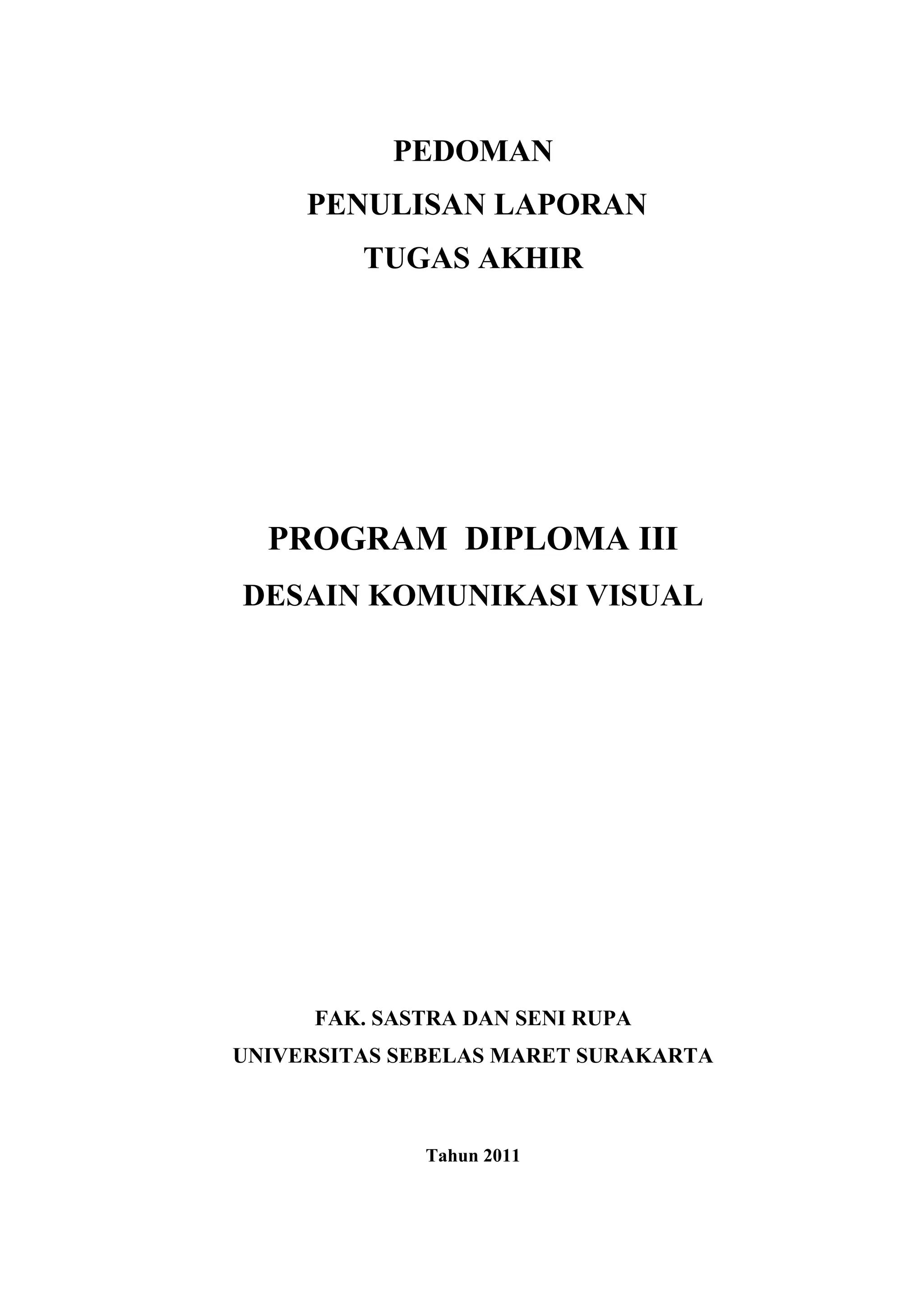 Pedoman Penulisan Karya TA (Tugas Akhir) D3 DKV UNS | PDF