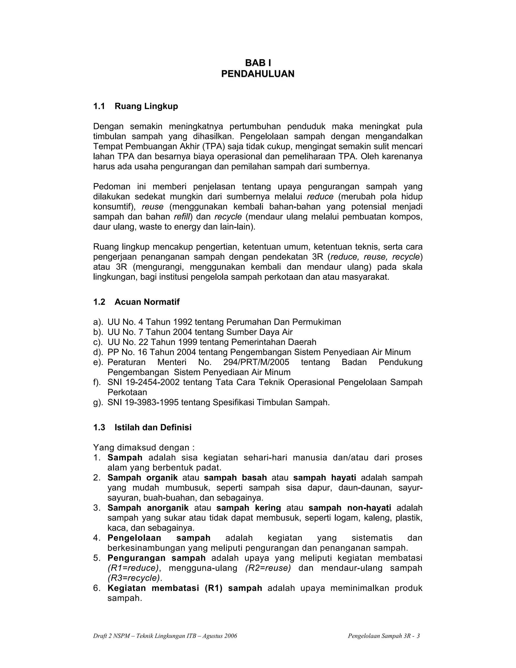 Pedoman tata cara pengolahan sampah 3 r | PDF