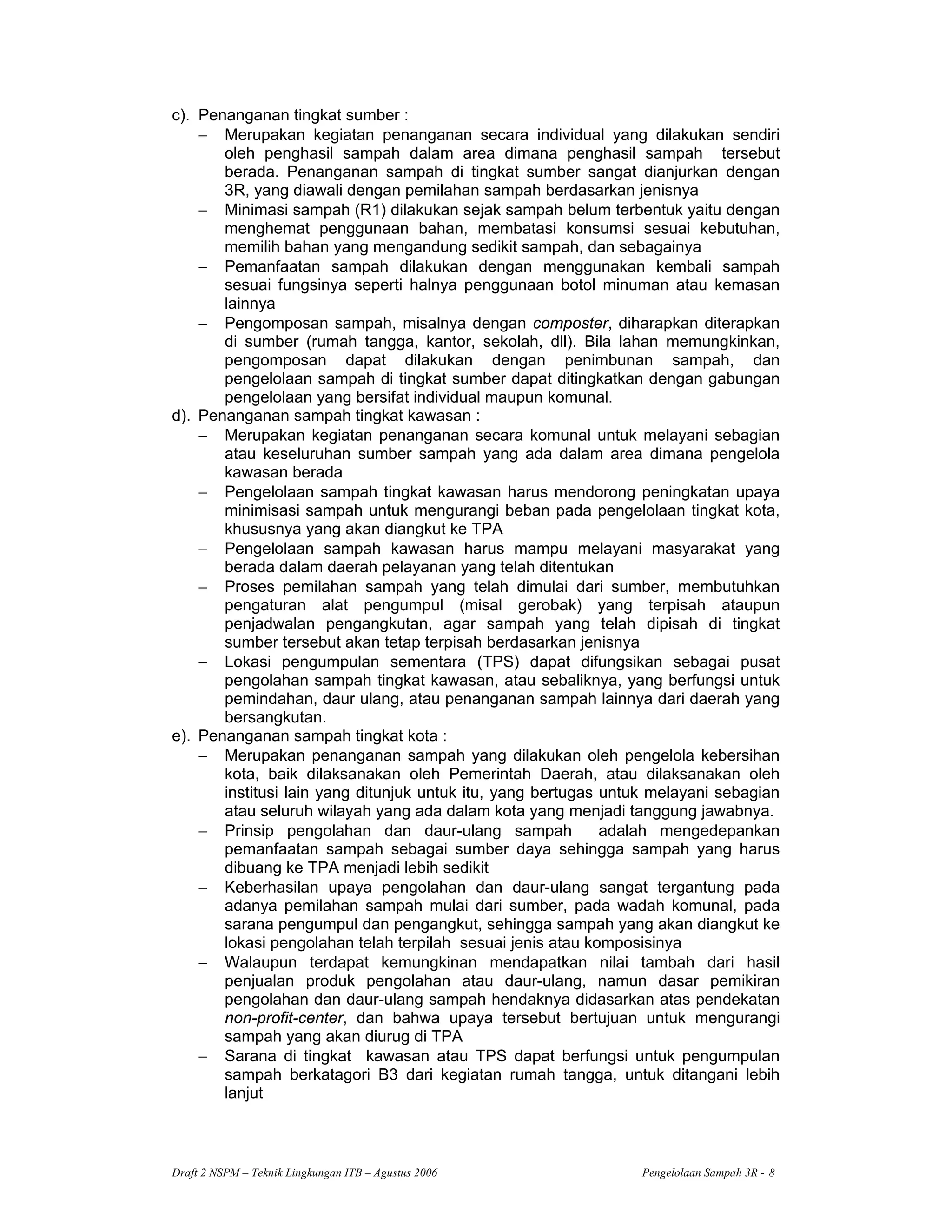 Pedoman tata cara pengolahan sampah 3 r | PDF