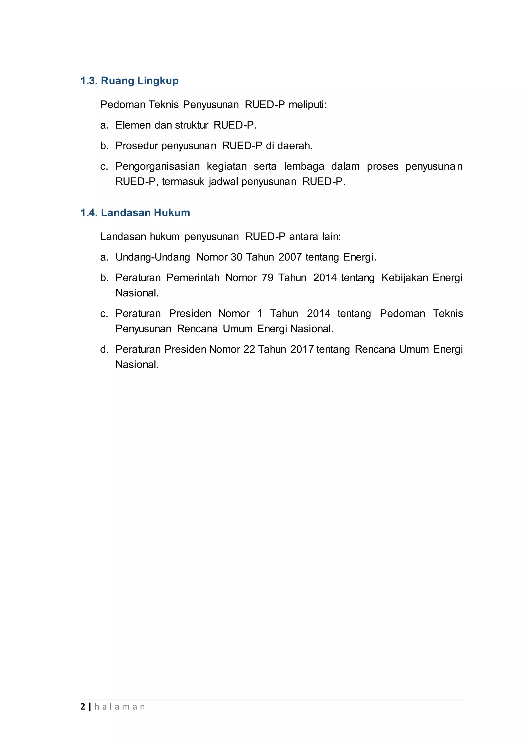 PEDOMAN TEKNIS PENYUSUNAN RUED PROVINSI | DOCX