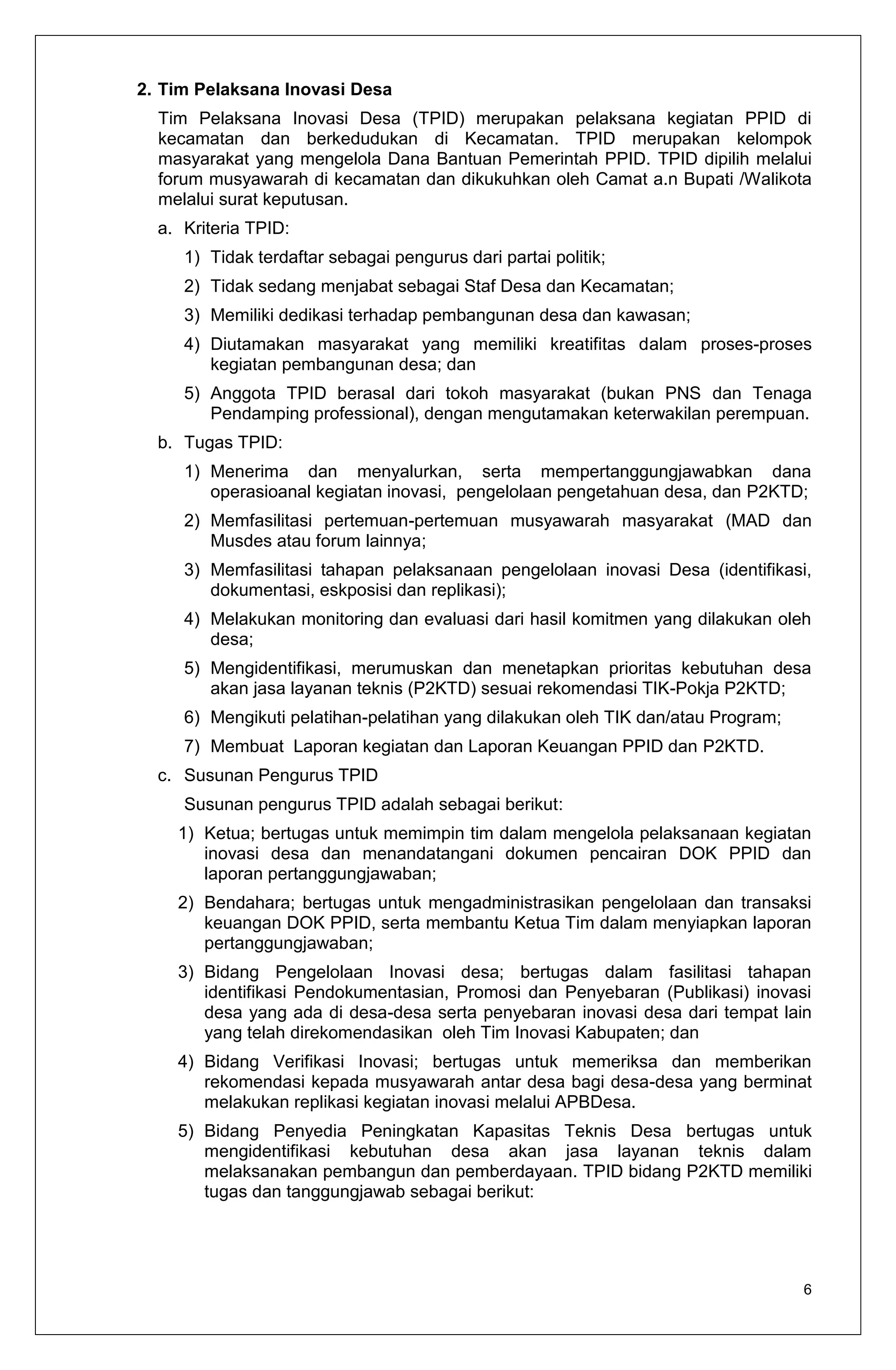 Pedoman teknis tpid | PDF