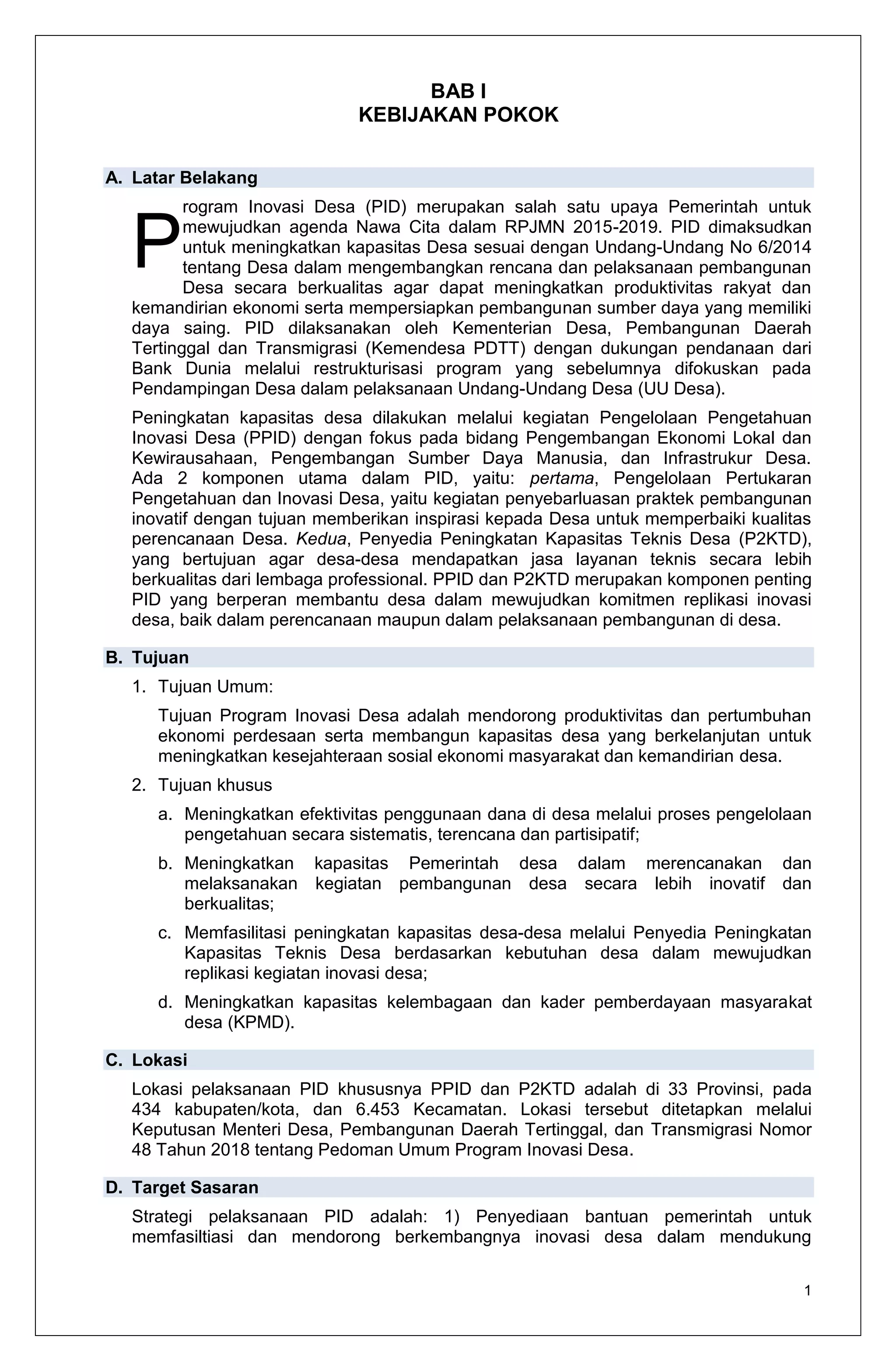 Pedoman teknis tpid | PDF