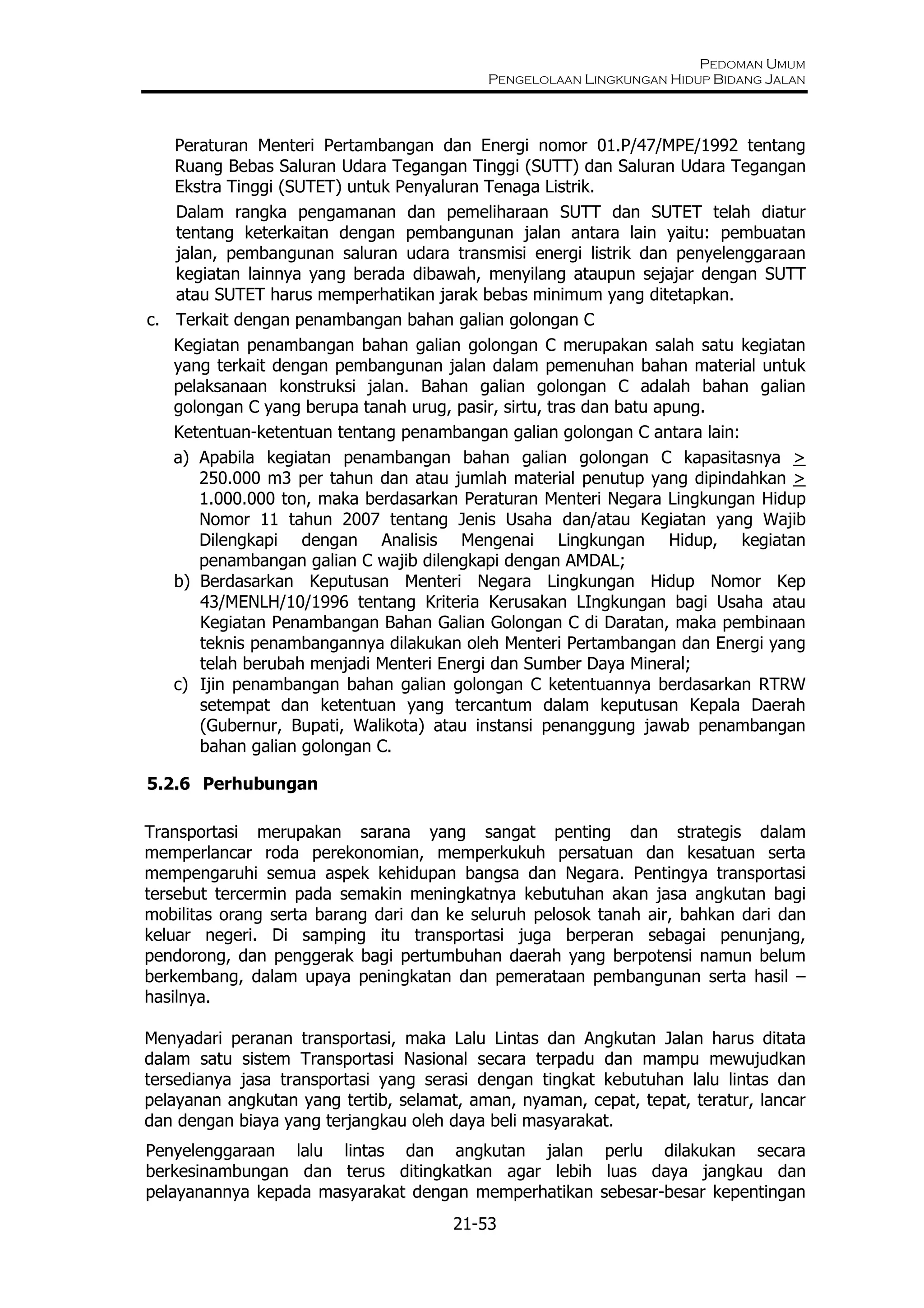 Pedoman umum pengelolaan lingkungan hidup bidang jalan | PDF