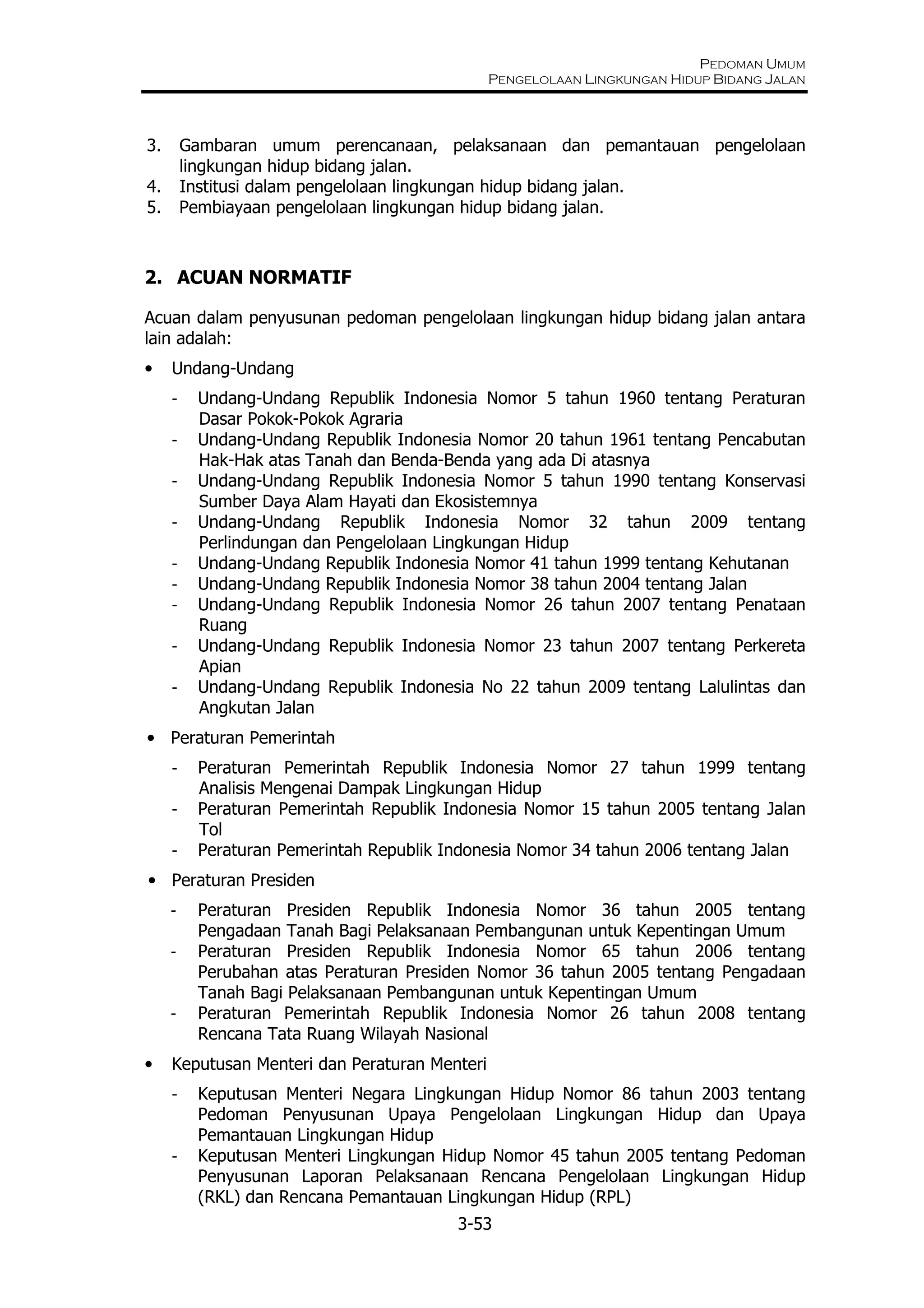 Pedoman umum pengelolaan lingkungan hidup bidang jalan | PDF