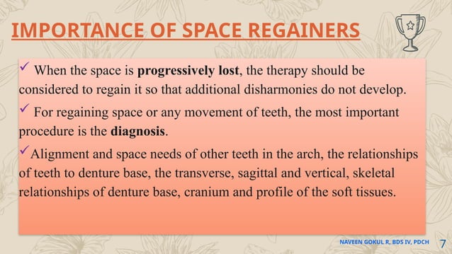 SPACE REGAINERS IN TOOTH LOSS (PEDIATRIC DENTISTRY) | PPTX | Dental ...
