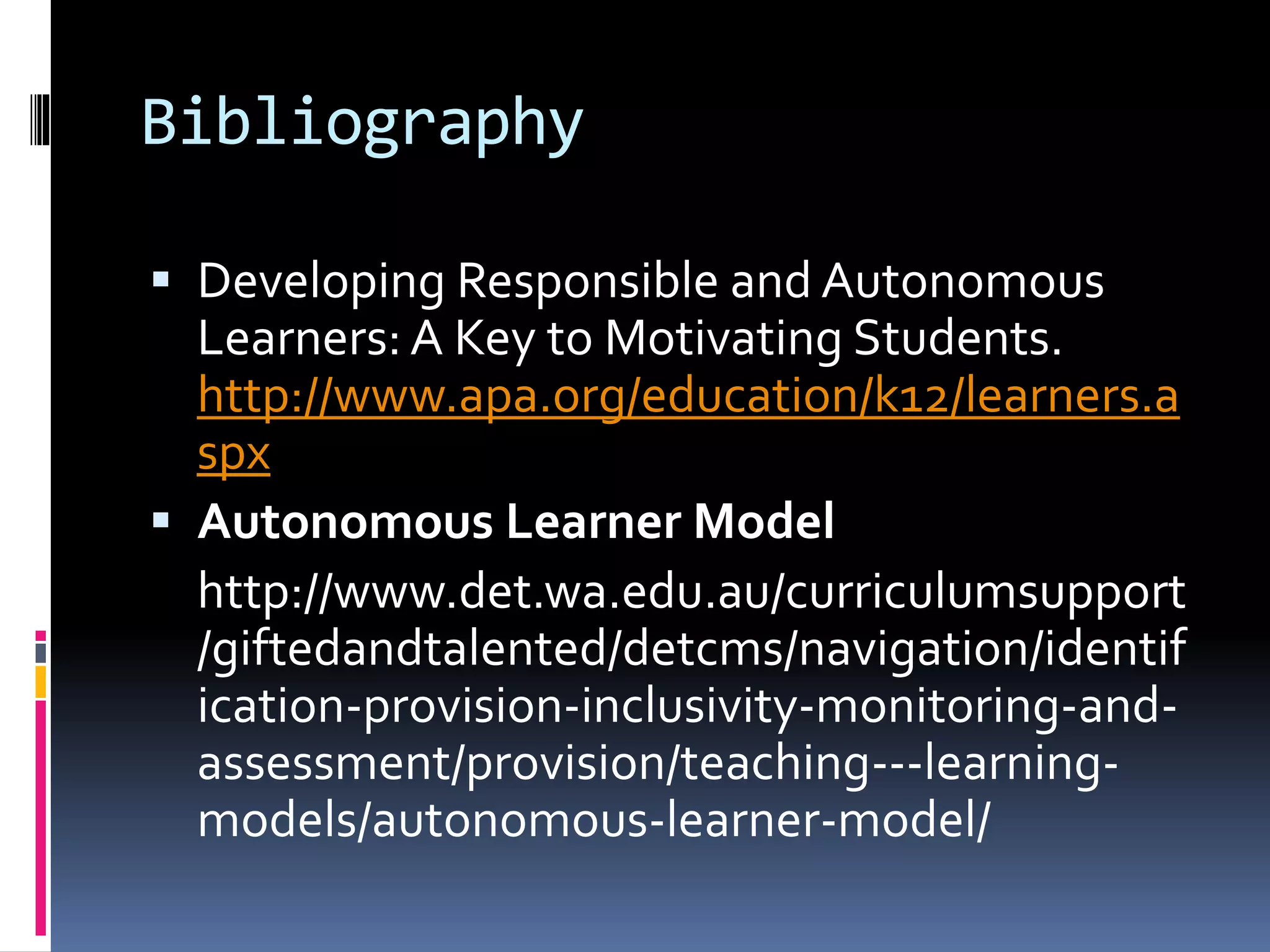 Pedro alvarez autonomous learner | PPT