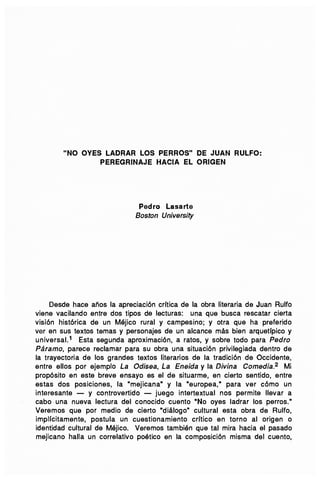 "No oyes ladrar los perros" de Juan Rulfo: Peregrinaje hacia el origen ...