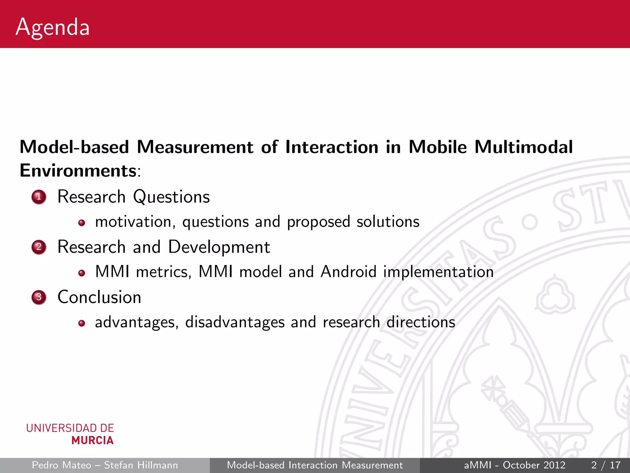 Model Based Measurement Of Interaction In Mobile Multimodal Environments Ppt