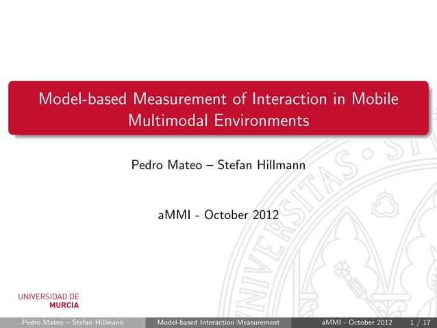 Model-based Measurement of Interaction in Mobile Multimodal Environments | PDF