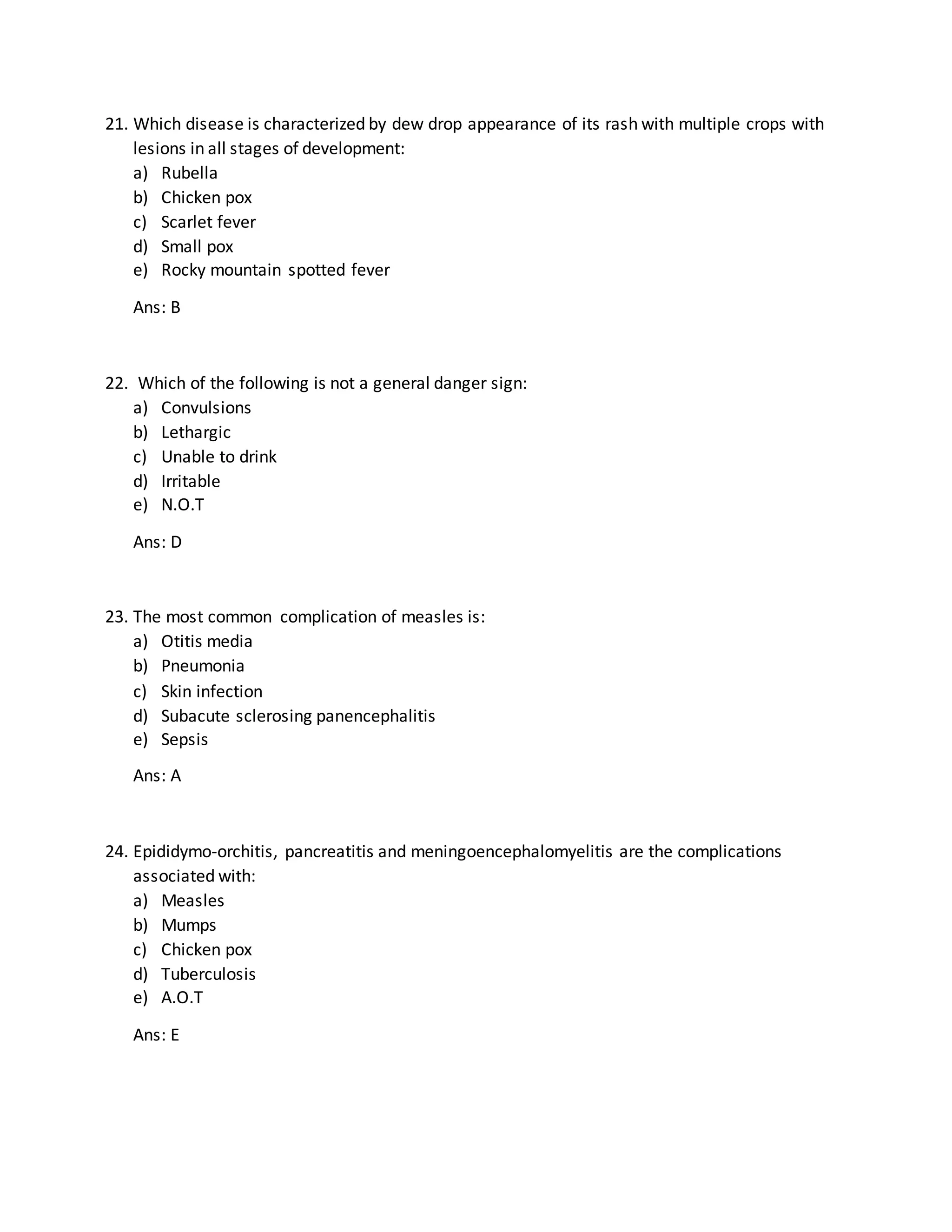 Pediatric BCQs | PDF