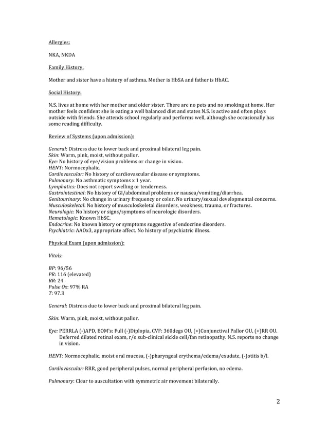 Pediatrics/Case Report: Sickle Cell Disease | PDF | Blood Disorders ...