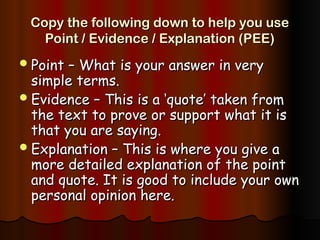 Power point presentation about the PEE method | PPT