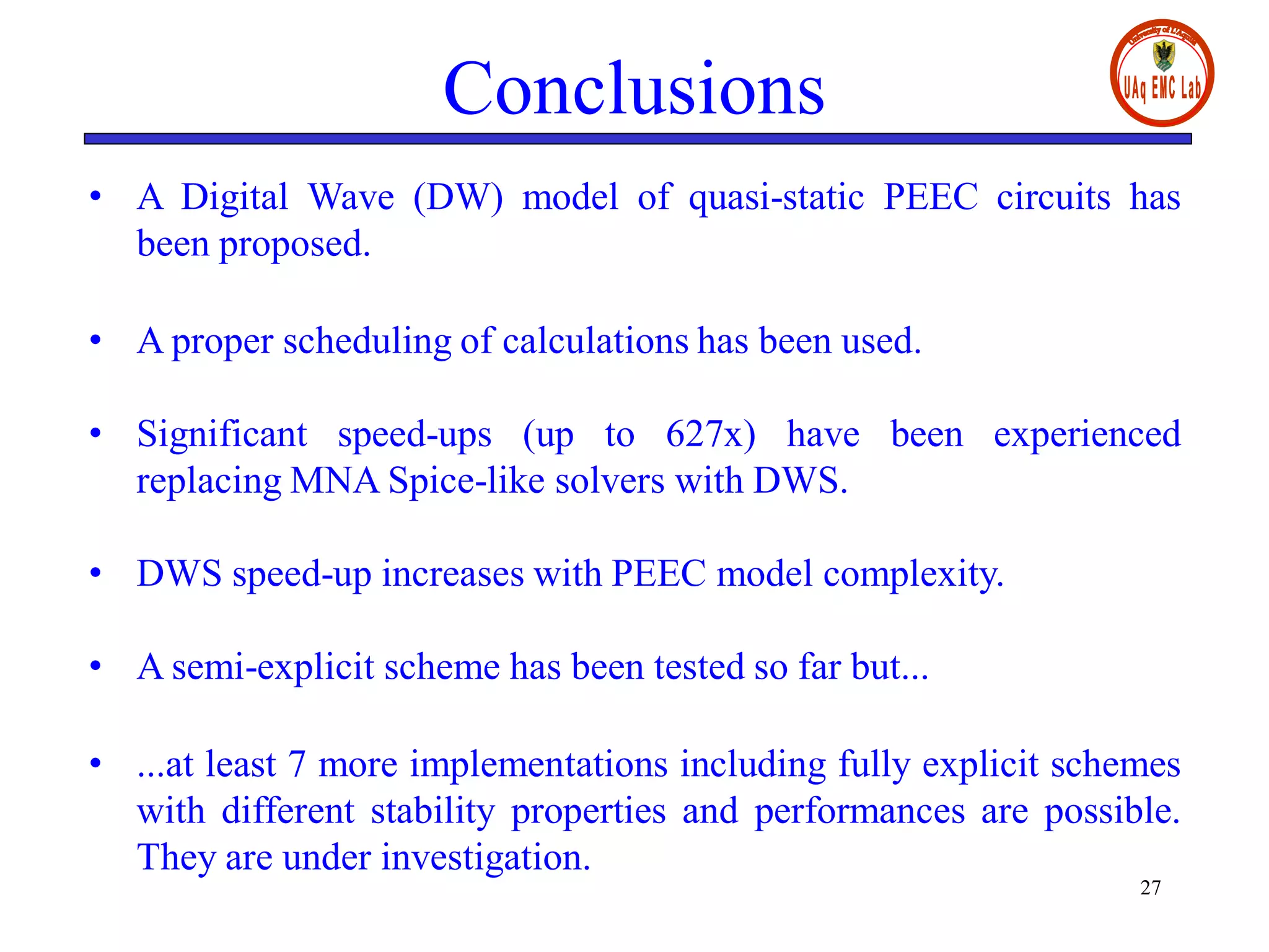 Digital Wave Formulation Of Quasi Static Partial Element Equivalent Circuit Method Ppt
