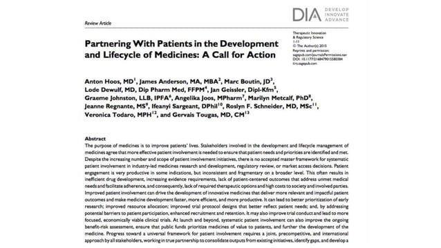 PFMD.org, an open systematic approach to patient engagement | PPT