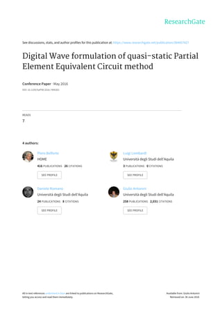 DIGITAL WAVE FORMULATION OF QUASI-STATIC PEEC METHOD | PDF | Physics | Science