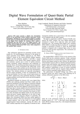 DIGITAL WAVE FORMULATION OF QUASI-STATIC PEEC METHOD | PDF | Physics | Science