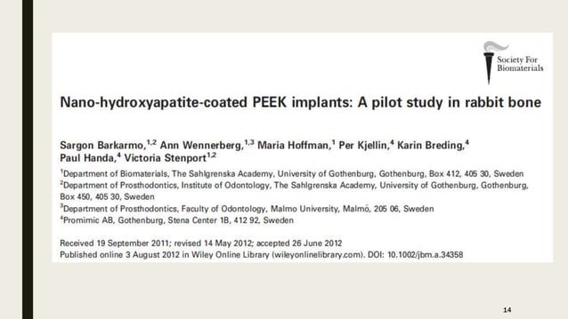 PEEK :Polyetheretherketone applications in clinical dentistry | PPTX