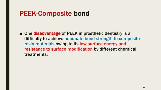 PEEK :Polyetheretherketone applications in clinical dentistry | PPTX