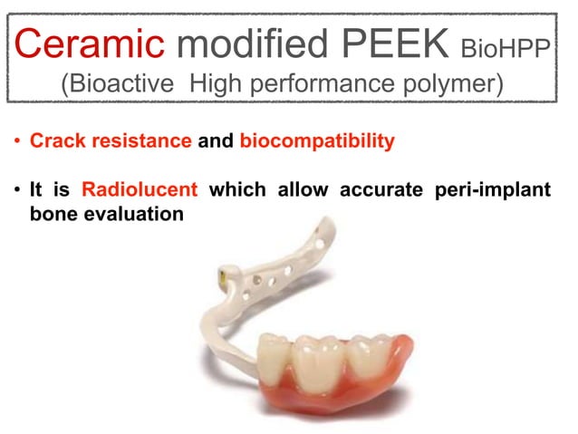 Peek material as an option in managing difficult implants positions and angulation (modified) | PPTX