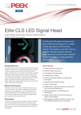 Peek Traffic Elite CLS LED Signal Traffic Signal Heads | PDF