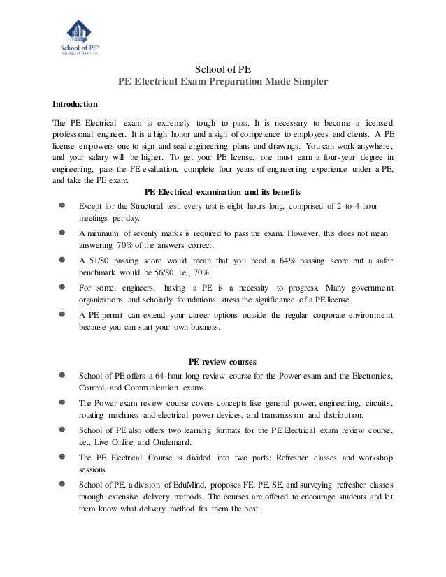 Pe electrical exam preparation made simpler