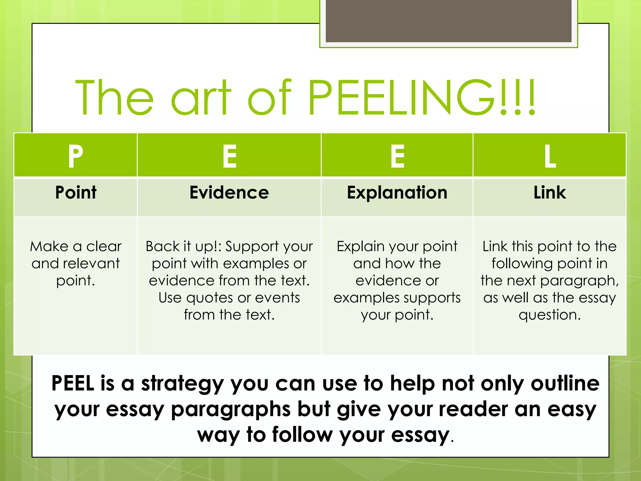 Peel essay writing | PPTX