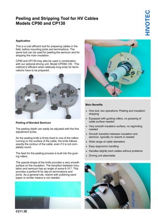 Peeling & Stripping Tool for HV Cables - Hivotec CP90 & CP130 Tools | PDF
