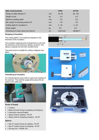 Peeling & Stripping Tool for HV Cables - Hivotec CP90 & CP130 Tools | PDF