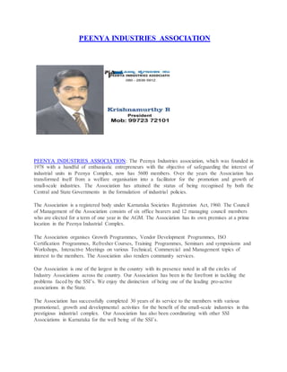 Peenya industries association | DOCX
