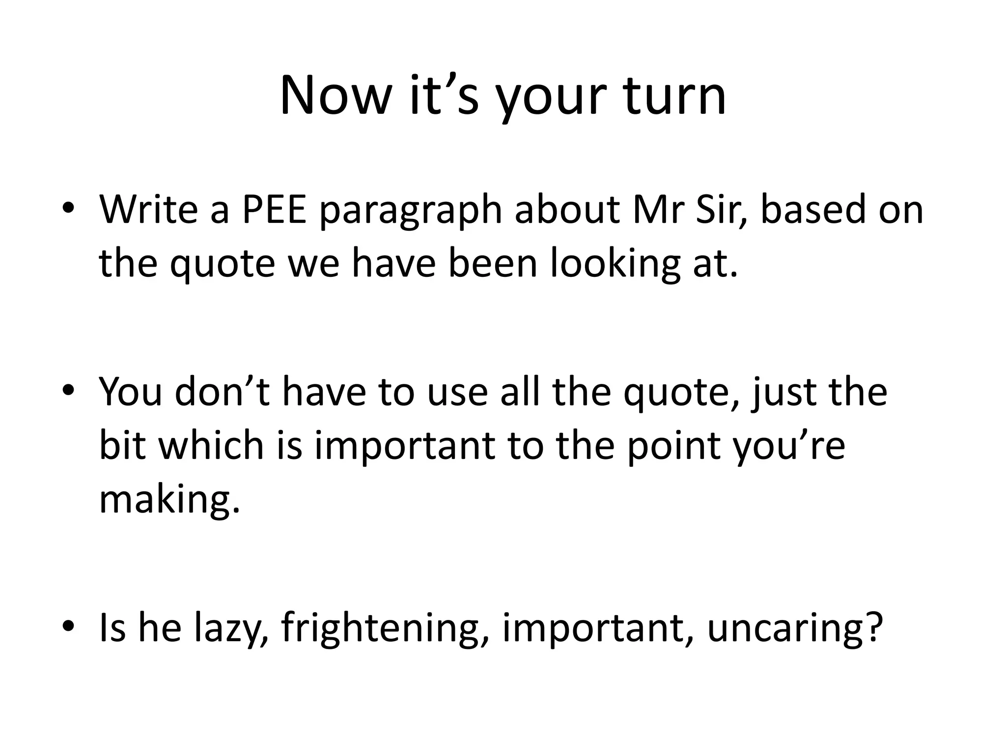 Pee paragraphs ks3 TEST | PPTX