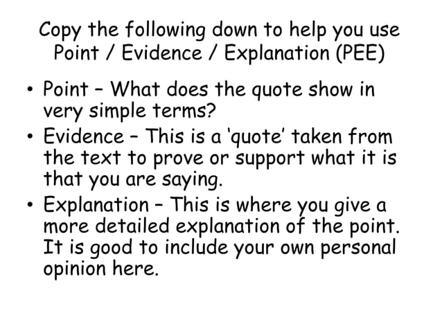 Pee paragraphs ks3 TEST | PPTX