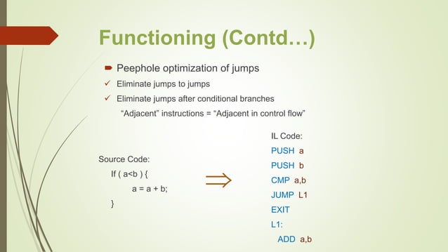 Peephole Optimization | PPTX | Programming Languages | Computing