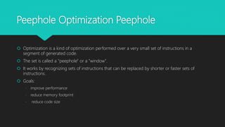Peephole optimization techniques | PPT
