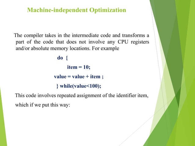 Peephole optimization techniques in compiler design | PPT