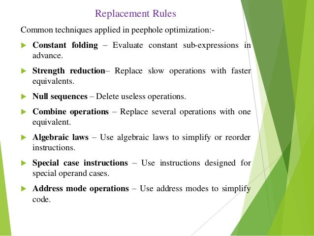 Peephole optimization techniques in compiler design Peephole optimization techniques in compiler design