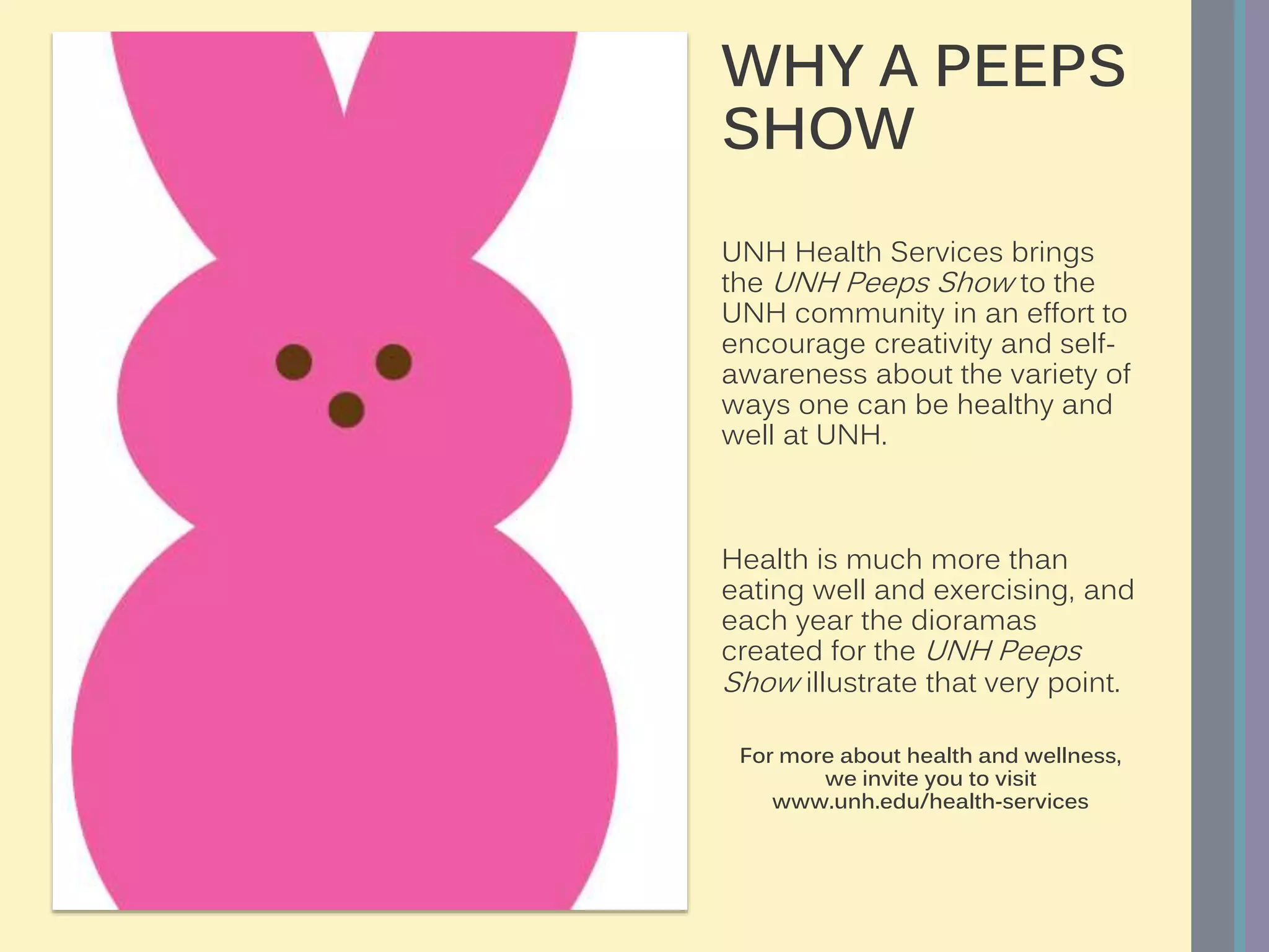 6th Annual UNH Peeps Show | PPTX | Fitness and Exercise | Healthy Living