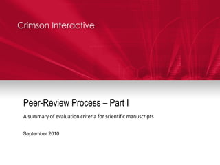 Peer Review Process: Evaluation Criteria | PPT