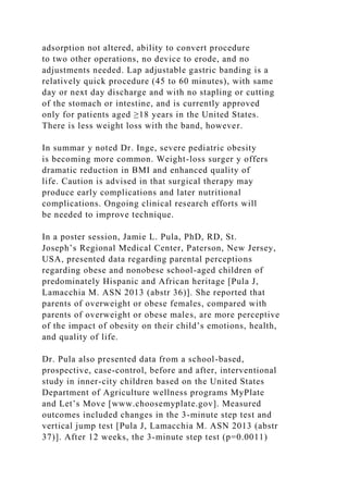 Peer-Reviewed Highlights From Obesity Among Children and.docx