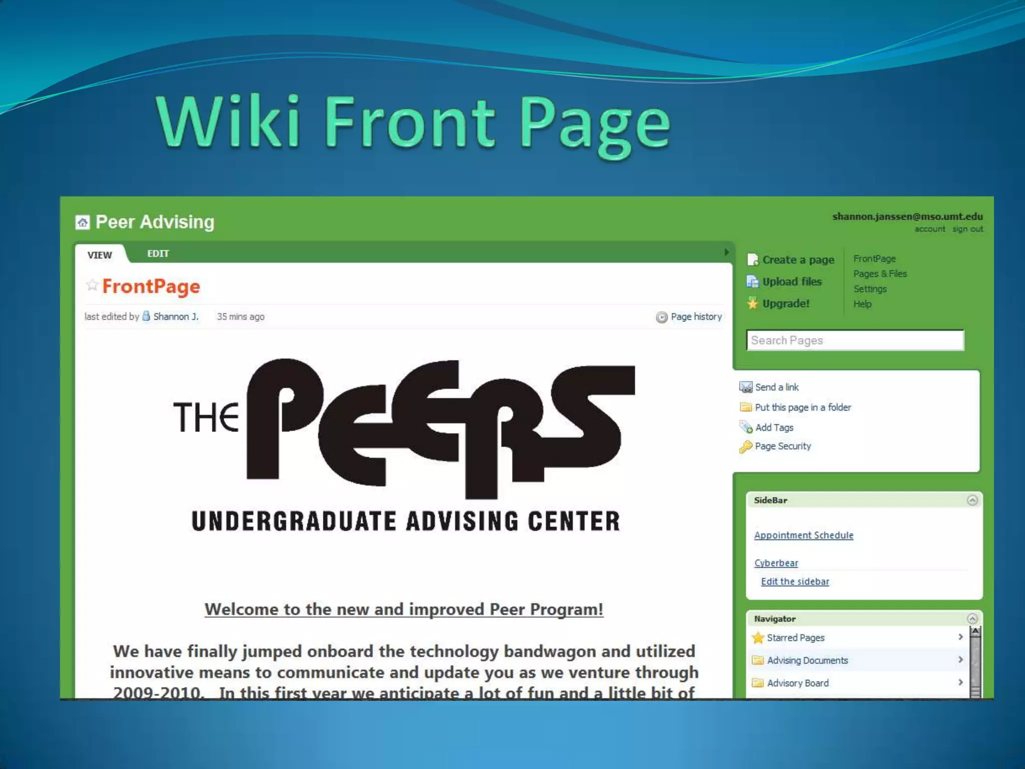 Peer Advising Wiki Tutorial | PPT