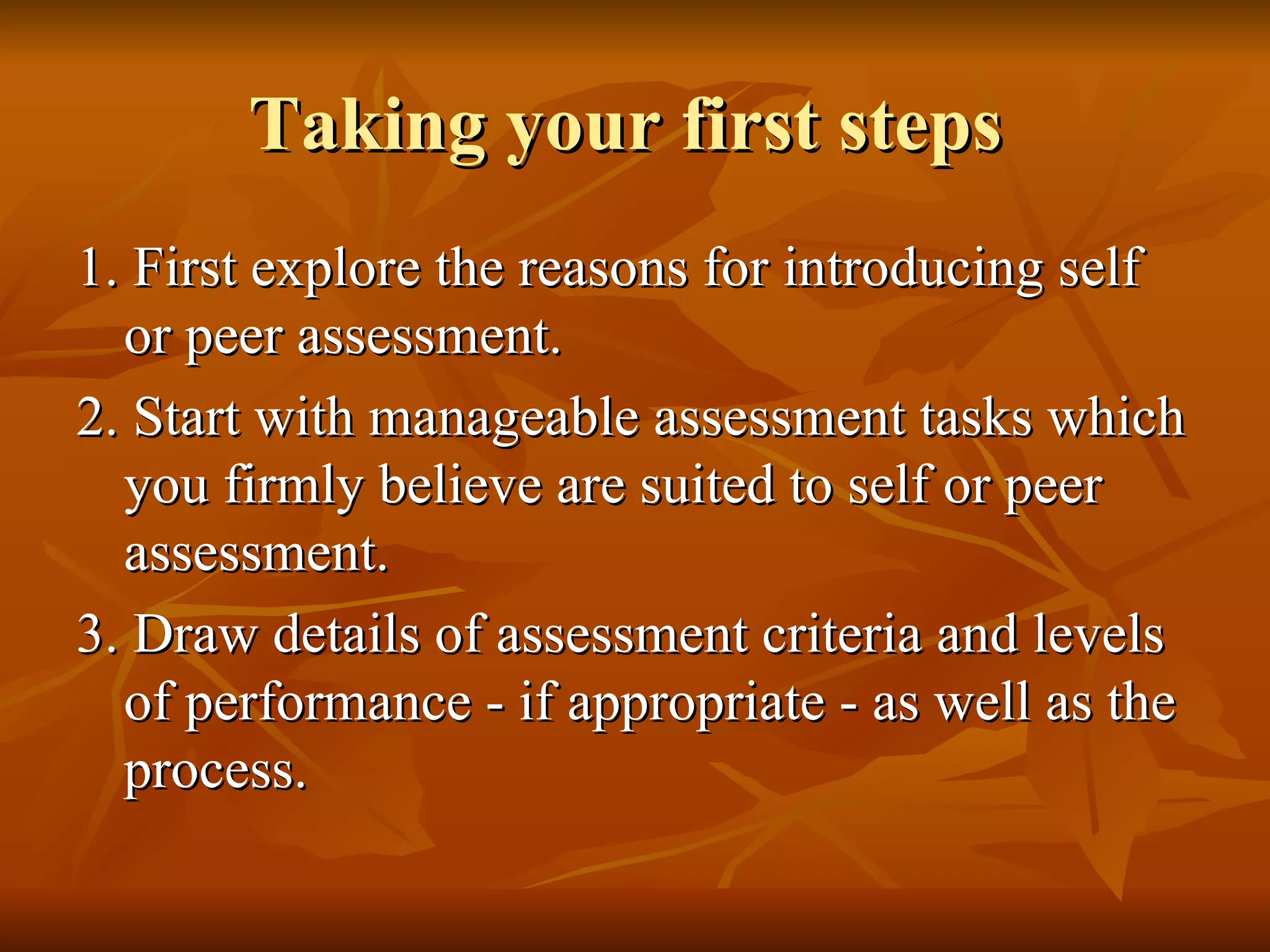 Peer and self assessment | PPT | Educational Assessment | Education