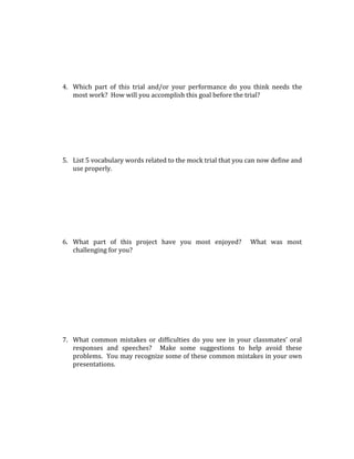 Peer and self evaluation mock trial | DOCX