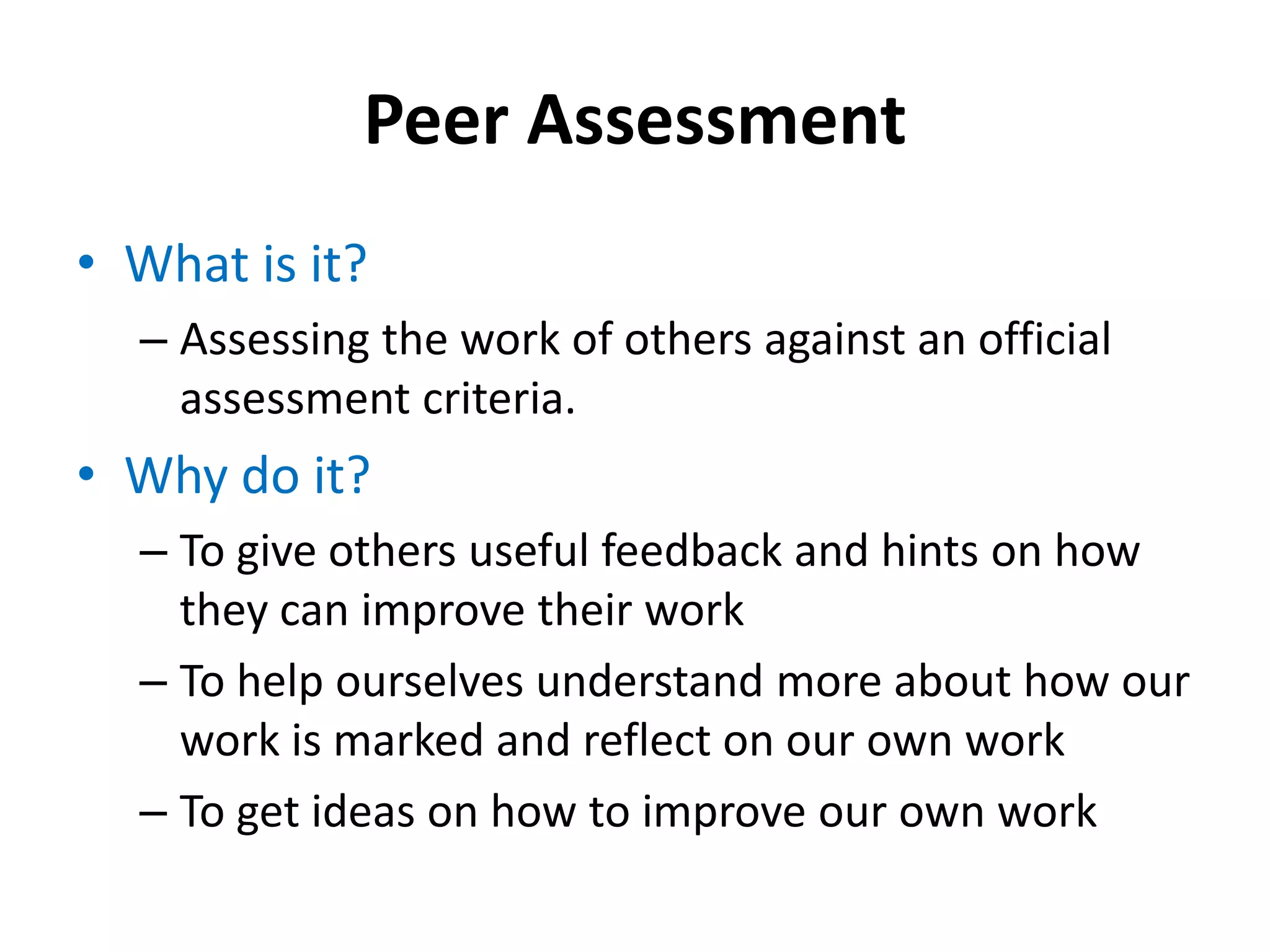 Peer assessment | PPT
