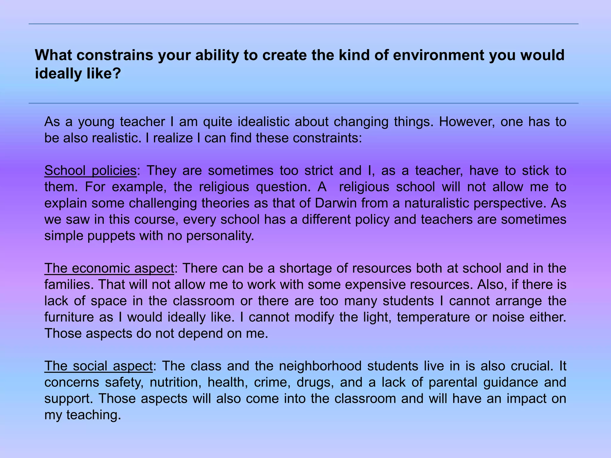 Peer assessment 2: An environment for learning | PPTX