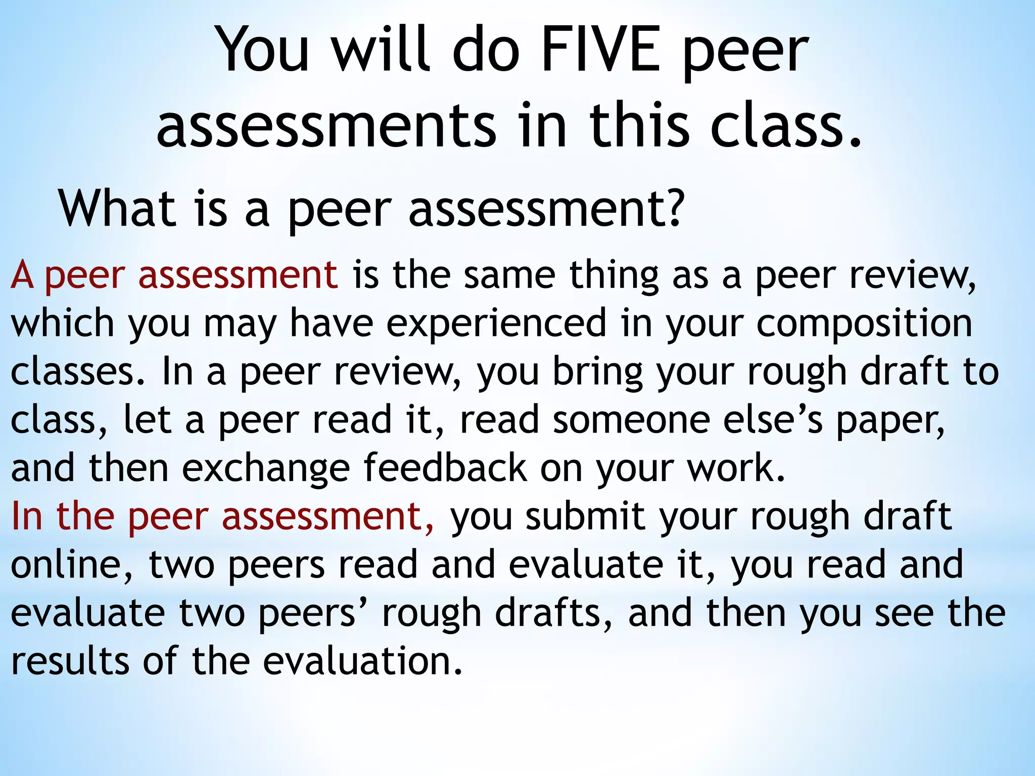 Peer assessment instructions | PPTX