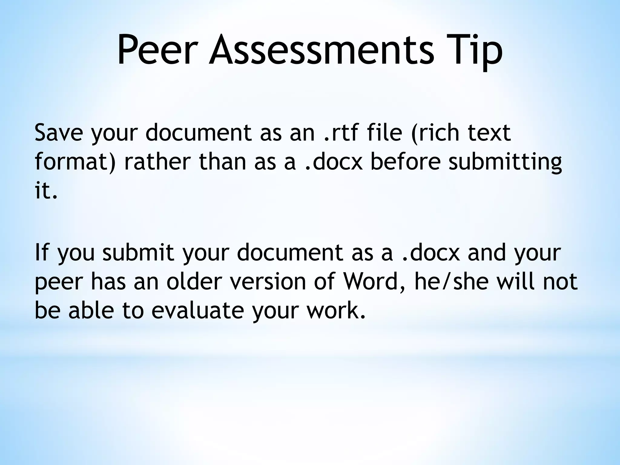 Peer assessment instructions | PPTX