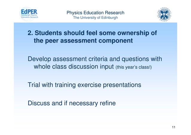 Peer assessment of presentations - Simon Bates | PPT