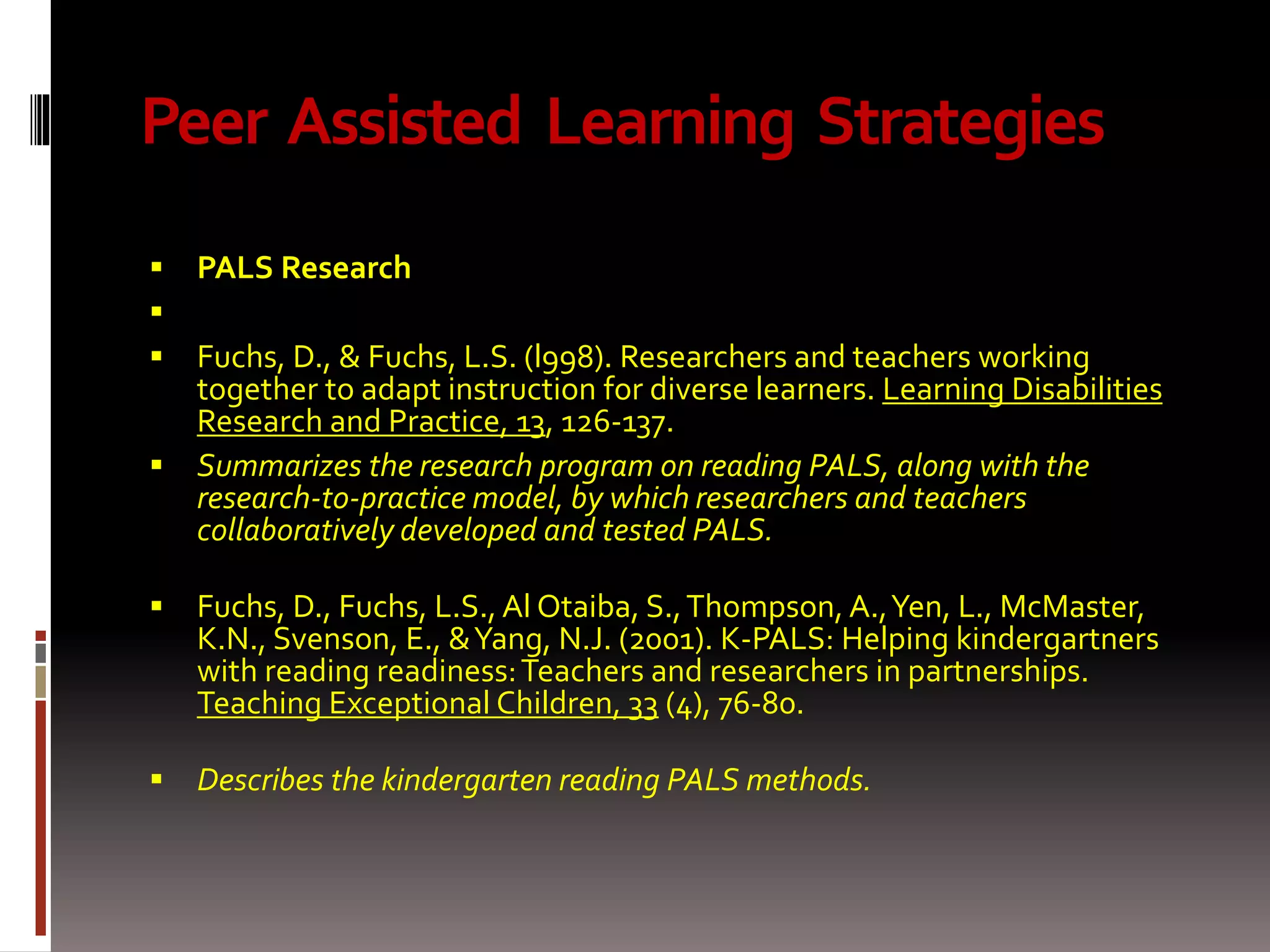 Peer assisted learning strategies | PPTX